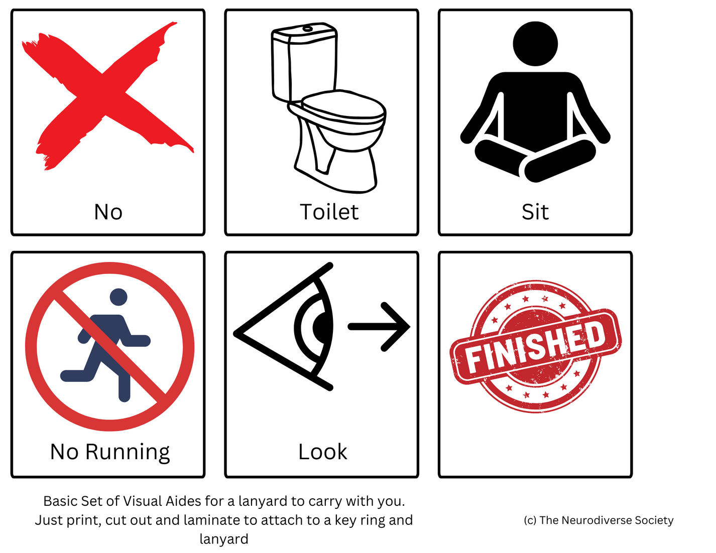 Basic Visual Lanyard | 12 Core Visual Cue Cards for Kids | Digital Dow ...